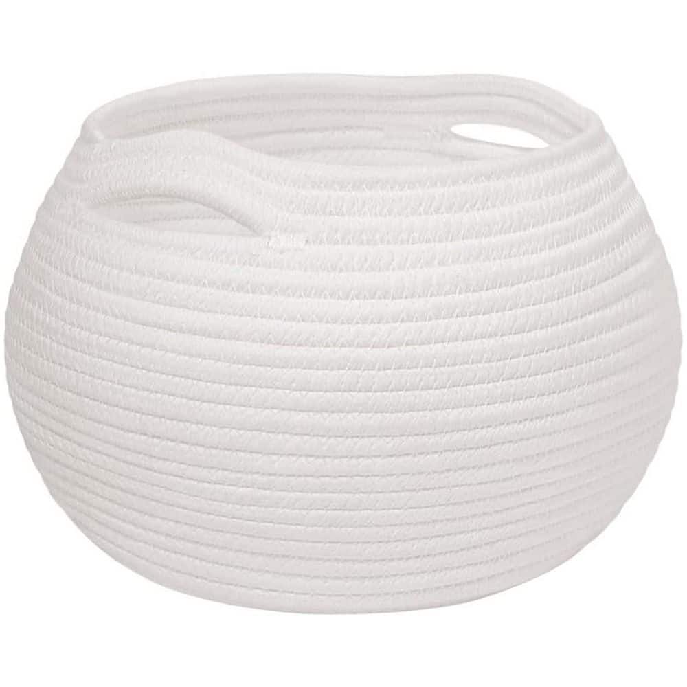 White 10 in. x 8.3 in. Cotton Decorative Basket Set of 2 Z0B9JF1RMX-2 ...