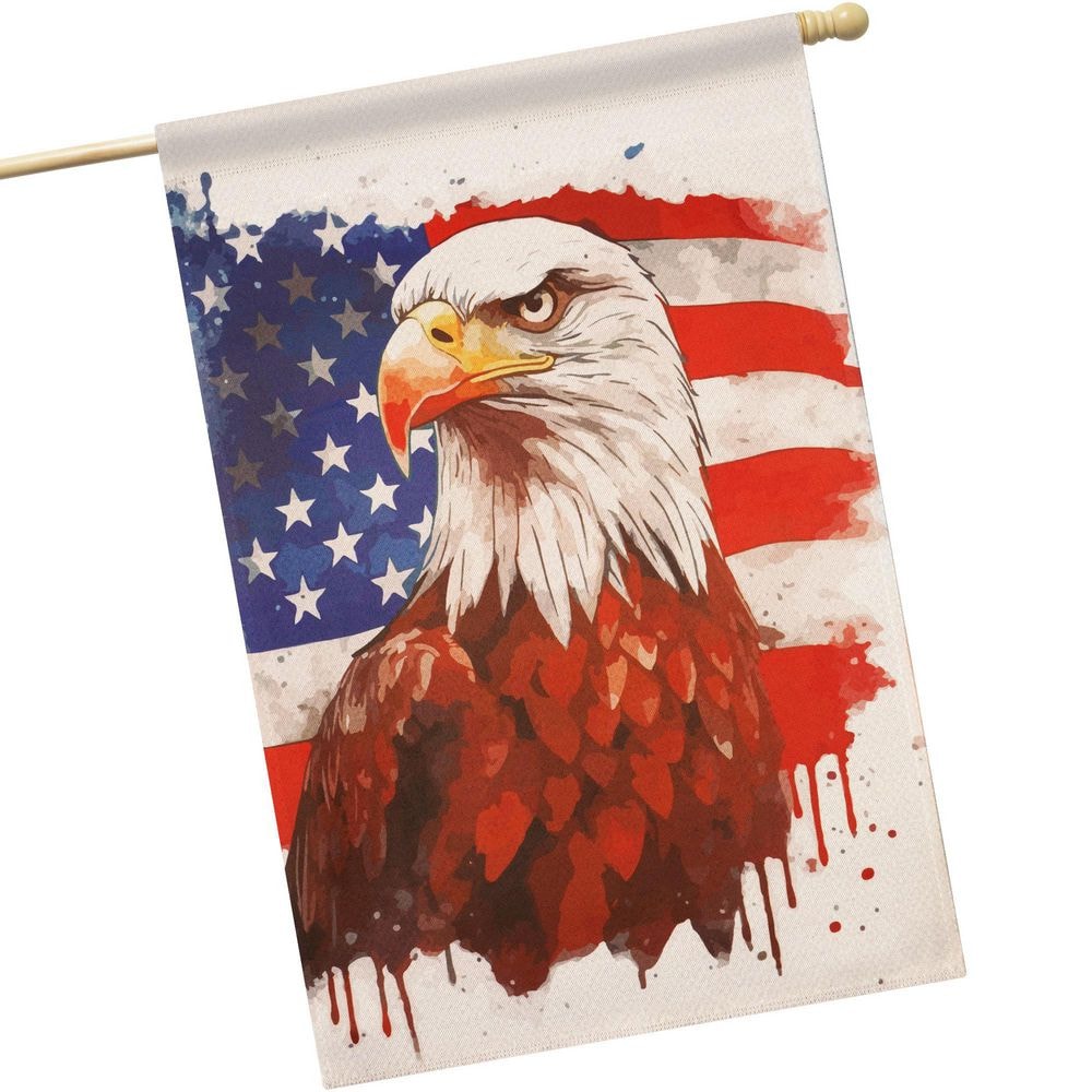 G128 28 in. x 40 in. Polyester Patriotic Bald Eagle Flag 2-Sided ...