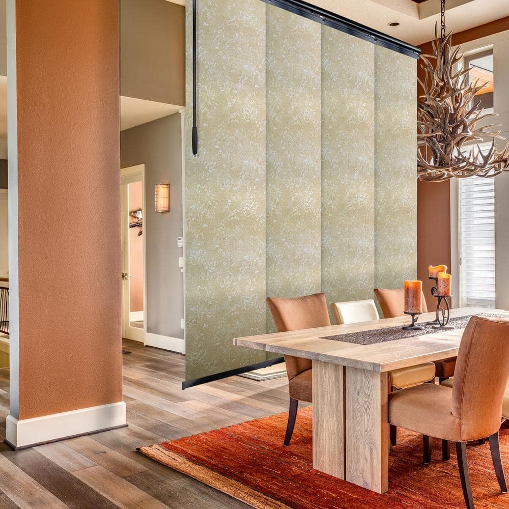 EMOH Viola 48 in. - 88 in. W x 94 in. L 4-Panel Black Single Rail Panel ...