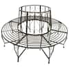 Afoxsos 63 in. Steel Patio Metal Tree Bench Garden Bench in Gray ...