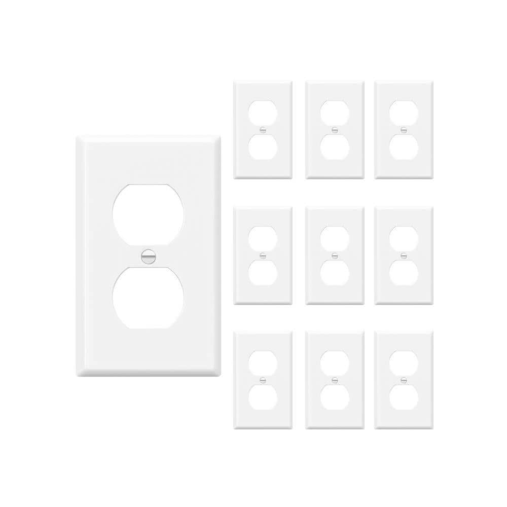 DEWENWILS Standard 1-Gang White Duplex Outlet Metal Wall Plates (10 ...