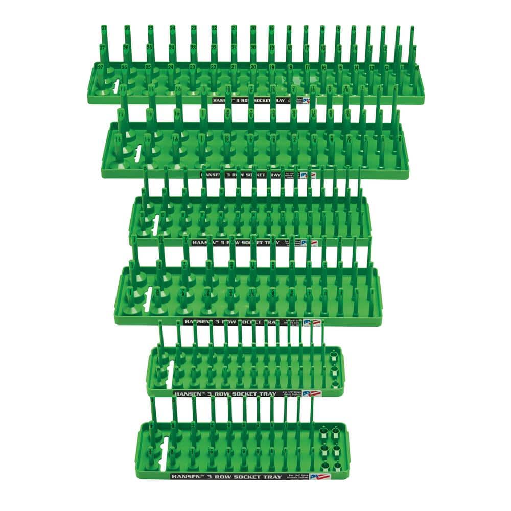 Hansen 6-Piece 3 Row SAE and Metric Socket Tray Set 92014 - The Home Depot