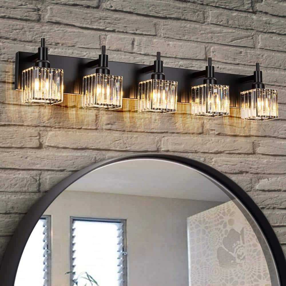 EDISLIVE Orillia 35.4 in. 5-Light Modern Black Bathroom Vanity Light ...