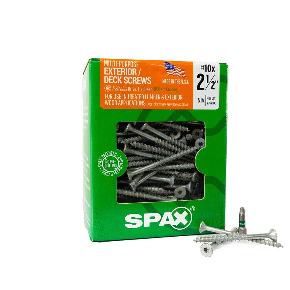SPAX #10 x 2-1/2 in. Exterior Flat Head Deck Wood Screws Construction ...