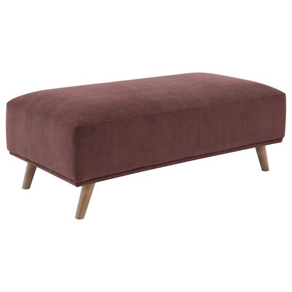 Benjara Beno Burgundy Red Fabric Rectangle Accent Ottoman BM330077 ...