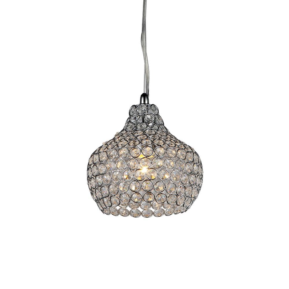 Warehouse of Tiffany 7 in. 1-Light Adelyn Chrome Indoor Pendant ...