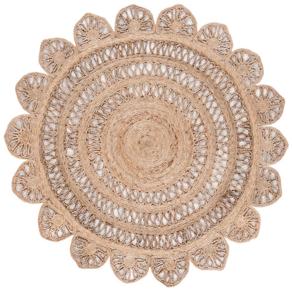 SAFAVIEH Natural Fiber Beige 6 ft. x 6 ft. Solid Color Round Area Rug ...