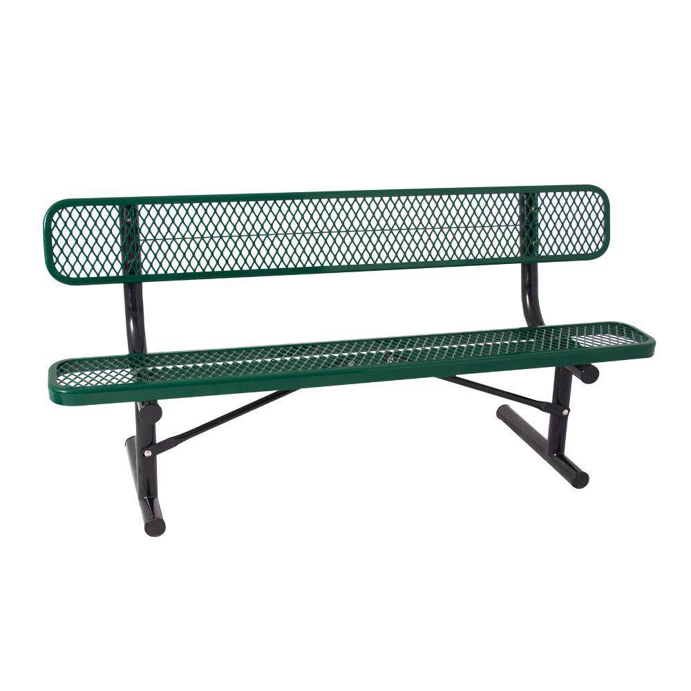 The Home Depot 8 ft. Bench with Back, Inground, Diamond, Blue HD110-B ...
