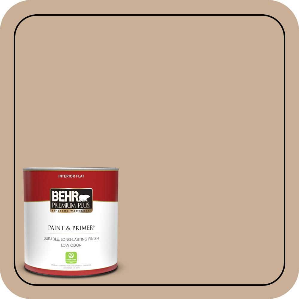 BEHR PREMIUM PLUS 1 qt. #280E-3 Toasted Wheat Flat Low Odor Interior ...