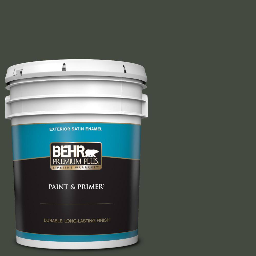 BEHR PREMIUM PLUS 5 gal. #BXC-12 Deep Forest Satin Enamel Exterior ...