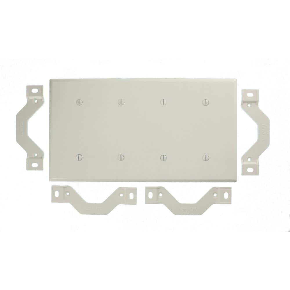 Leviton 4-Gang White Blank Plate Plastic Strap Mount Standard Wall ...