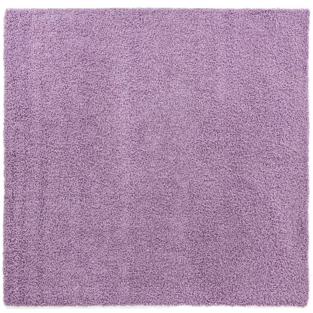 Unique Loom Solid Shag Lilac 8 ft. Square Area Rug 3126219 - The Home Depot