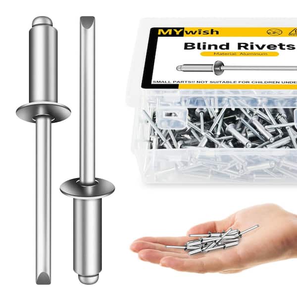 MYWISH 3/16 in. x 1/2 in. Aluminum Blind Pop Rivets (250-Pack) with ...