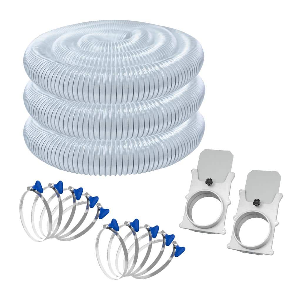 ‎POWERTEC 4 in. x 20 ft. Dust Collection Hose with 10 Key Hose Clamps ...