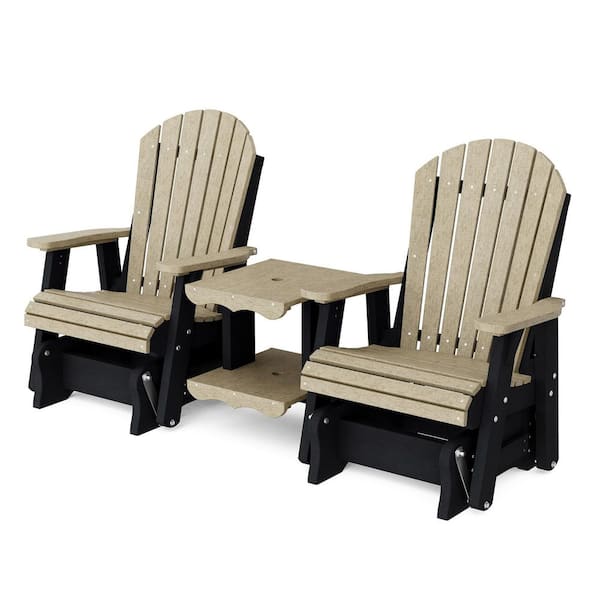 Wildridge Heritage 2-Person Weathered Wood and Black HDPE Plastic ...