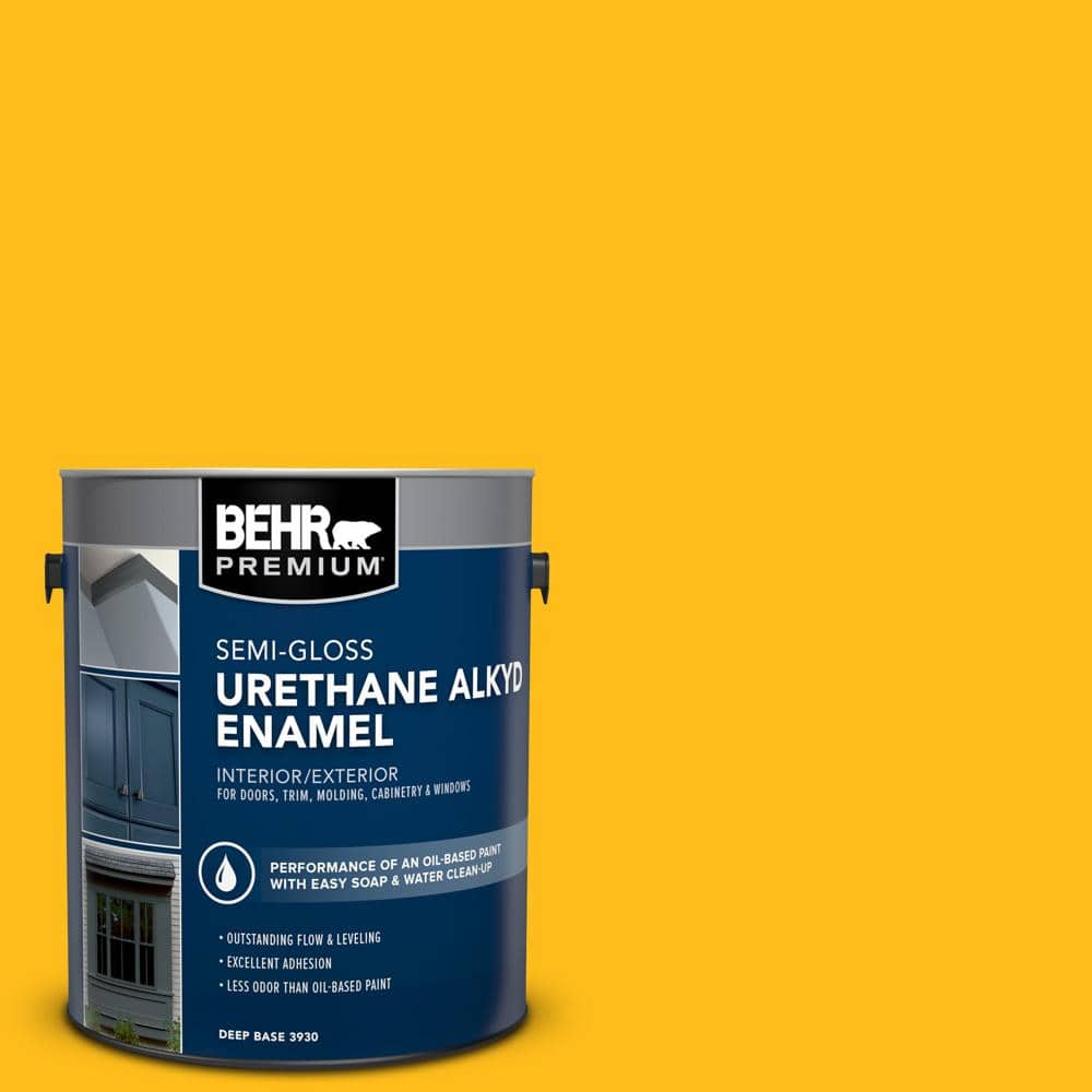 BEHR PREMIUM 1 gal. #P290-7 Laser Lemon Urethane Alkyd Semi-Gloss ...