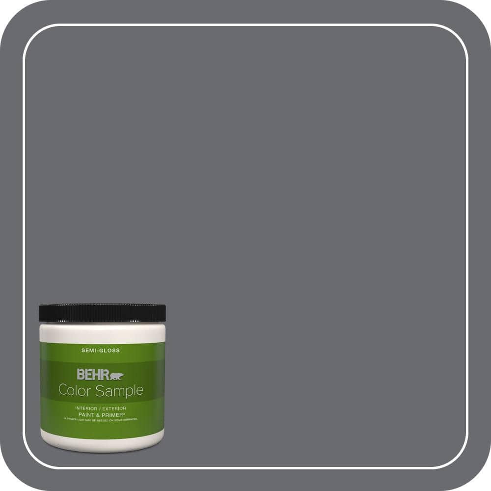 BEHR PREMIUM PLUS 8 oz. #HDC-CL-04G Liberty Bell Gray Semi-Gloss ...