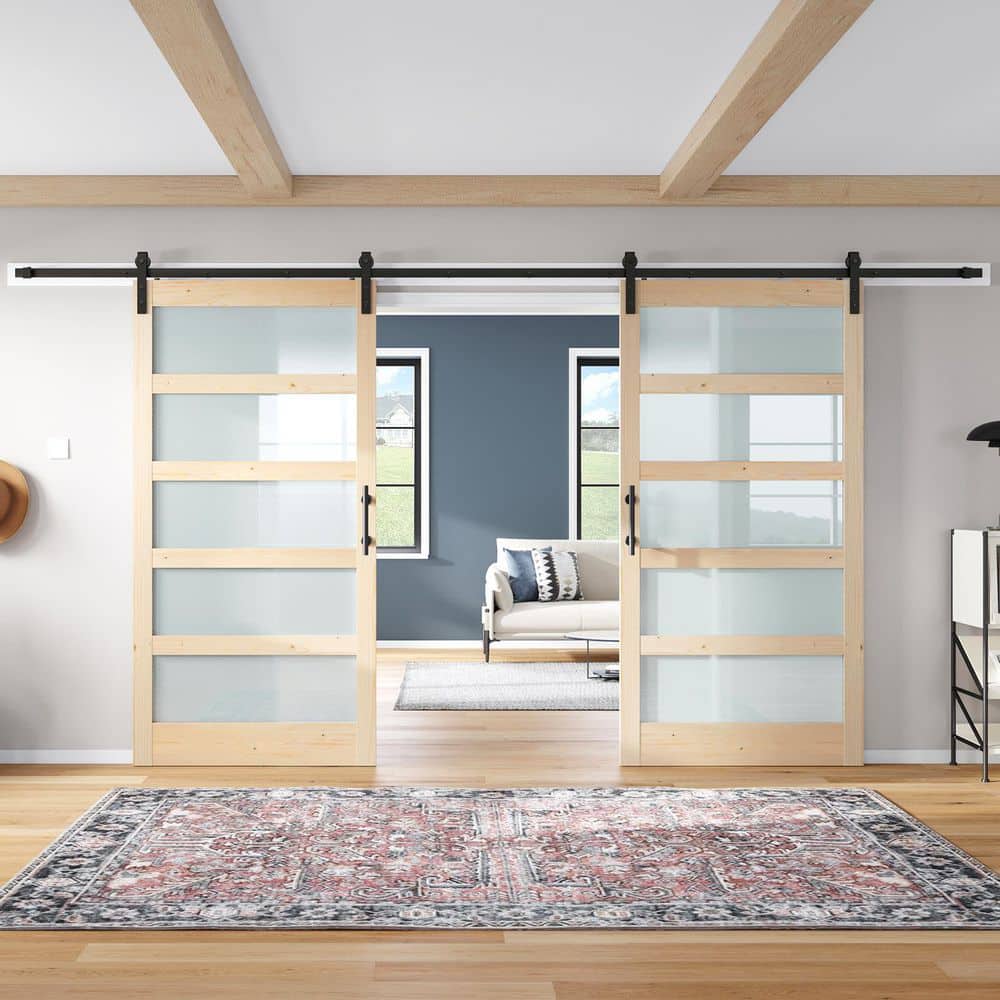 easelife 72 in. x 84 in. (Double 36 in. Doors) 5-Lite Frosted Glass ...