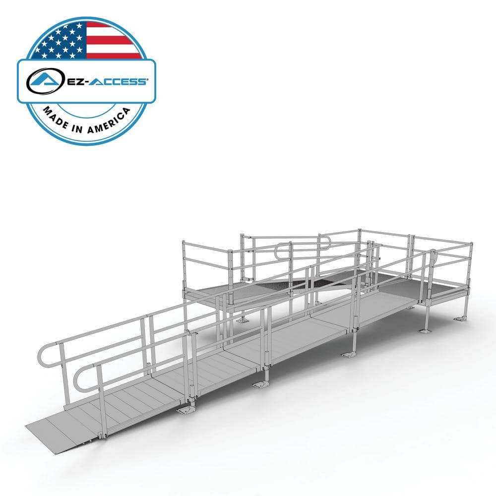 EZ-ACCESS PATHWAY 26 ft. U-Shaped Aluminum Wheelchair Ramp Kit with ...
