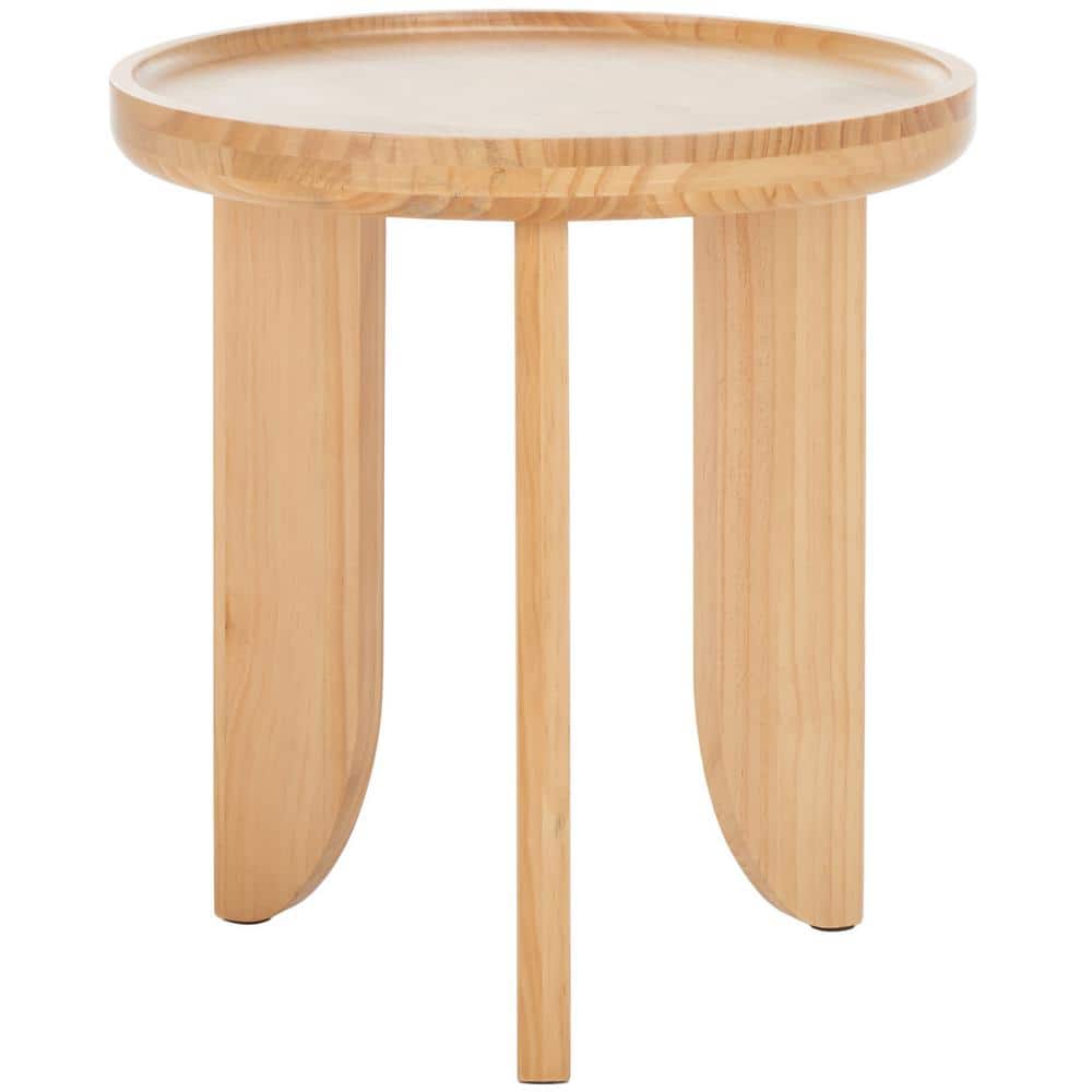 SAFAVIEH Malyn 18.1 in. Light Natural Round Wood End Table ACC9712A ...