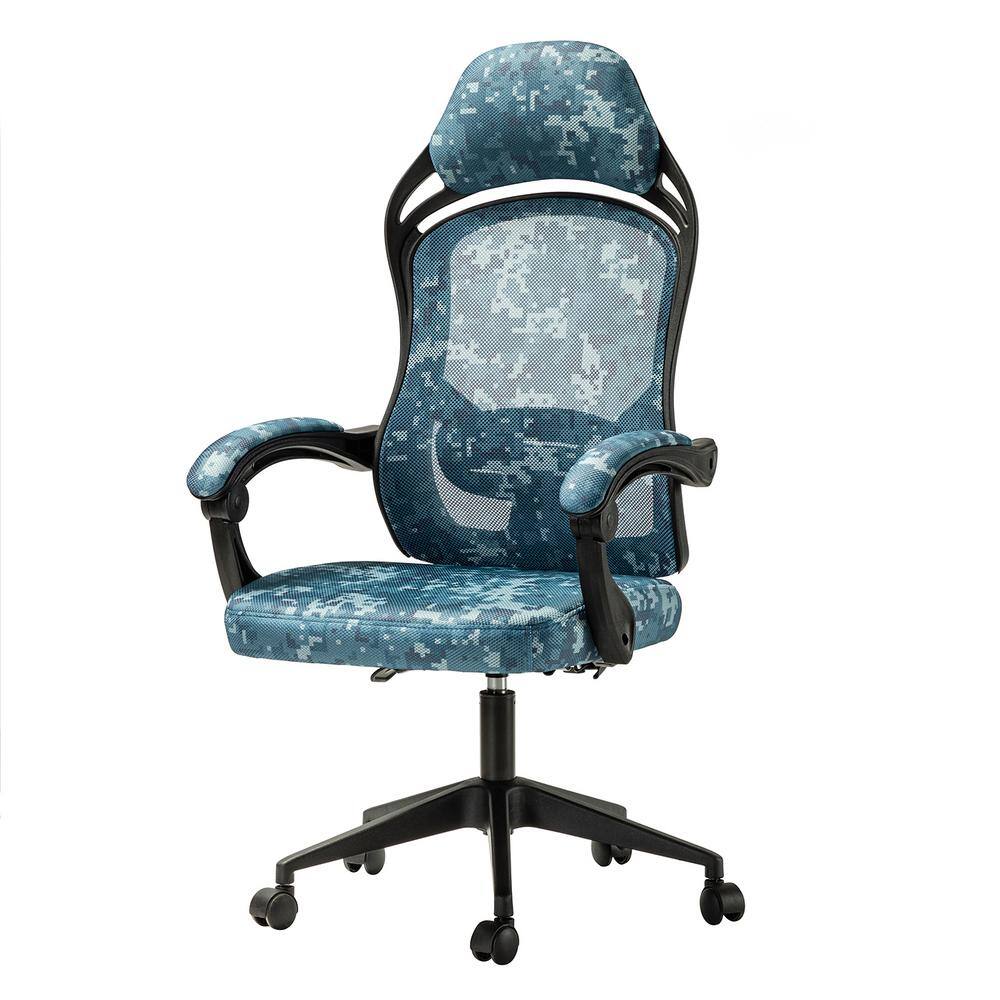Nina Blue Polyvinyl Chloride Swivel Camouflage Gaming Chair with Non ...