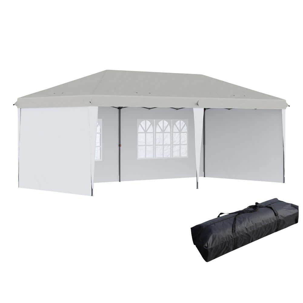 Zeus & Ruta 10 ft. x 20 ft. Pop Up Canopy Tent with 4 Sidewalls and ...