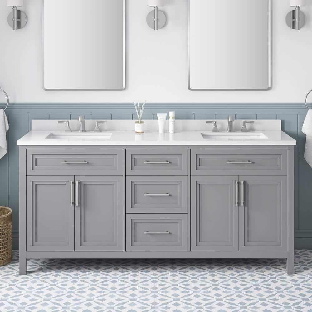Home Decorators Collection Mayfield 72 in. Double Sink American Gray ...
