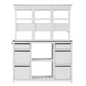 Greenhouse Potting Table White Garden Potting Bench Table With Multiple ...