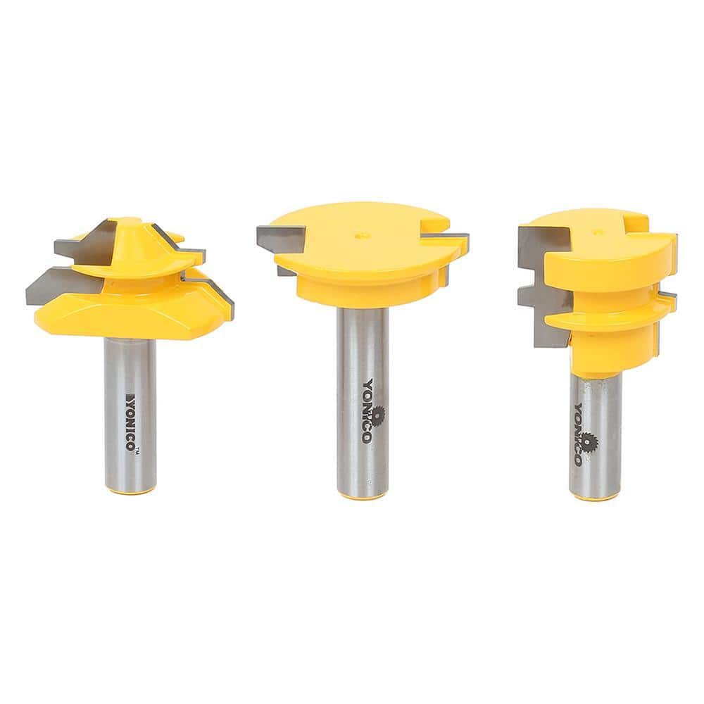 Yonico Joinery 1/2 in. Shank Carbide Tipped Router Bit Set (3-Piece ...