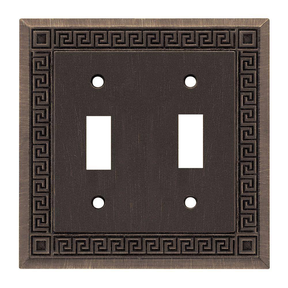 Liberty Greek Key 2 Gang Toggle Switch Wall Plate - Oil Rubbed Bronze ...