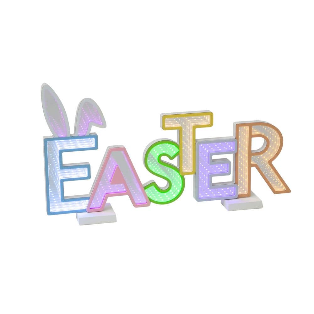 GERSON INTERNATIONAL 16.3 inch Battery Operated Multi-Colored Lighted Infinity Easter Sign with ...