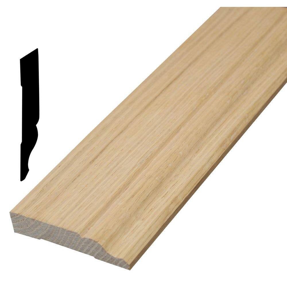 8718 11/16 in. x 3-3/8 in. x 96 in. Wood Red Oak Base Moulding ...