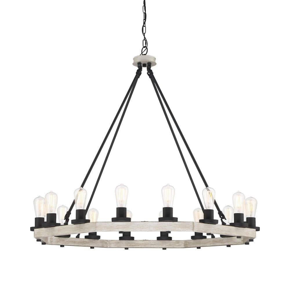 Modland Light Pro 16-Light Black And Ivory Finish Wagon Wheel, Modern ...