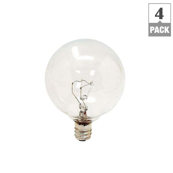 GE 60-Watt Incandescent G16.5 Globe Candelabra Base Clear Light Bulb (4 ...