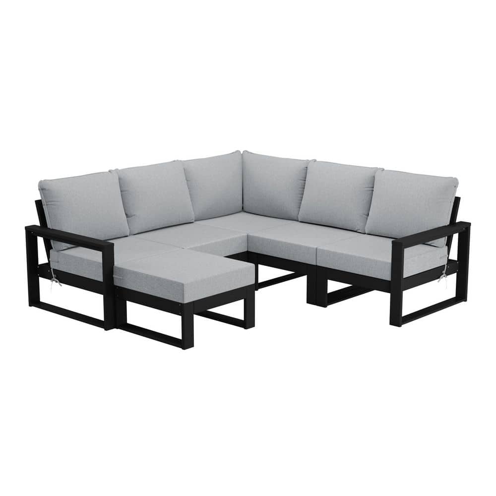 WESTIN OUTDOOR Endless Black Frame 6-Piece HDPE Plastic Outdoor Patio ...