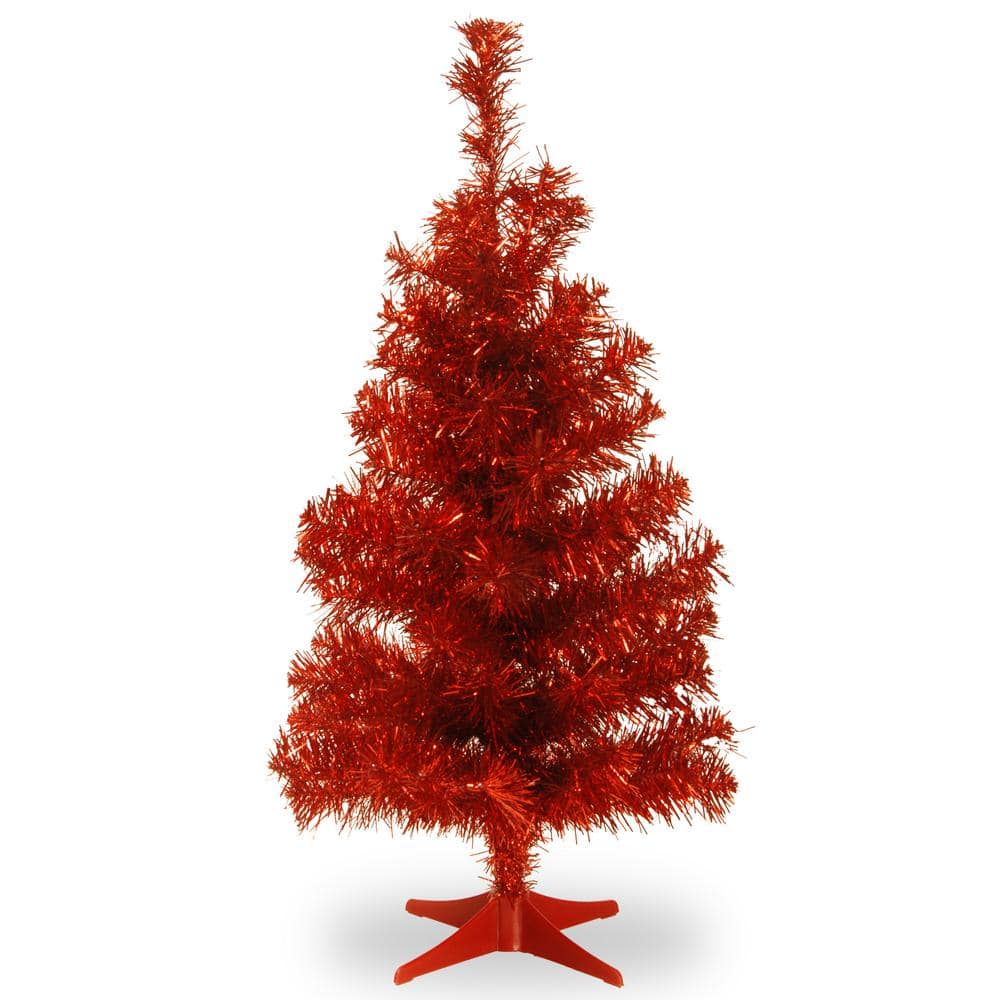 National Tree Company 3 ft. Red Tinsel Artificial Christmas Tree TT33 ...