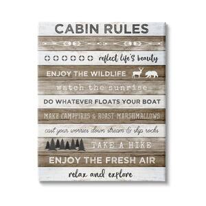 Stupell Industries Cabin Rule Motivational Rustic Pattern By Natalie ...