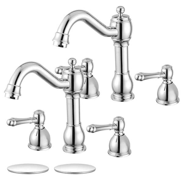 AKLFGN Double Handles 8 in. Widespread Bathroom Faucet 3-Hole Sink ...