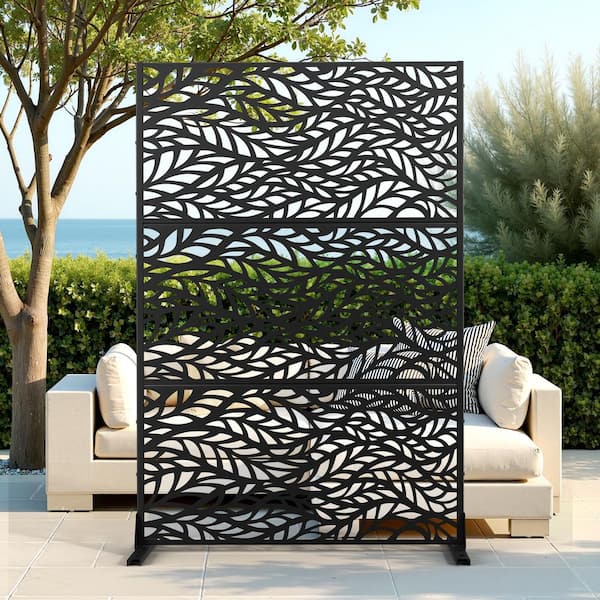 TUYOHW 72 in. H x 47 in. W Metal Privacy Screen for Deck Patio Balcony ...