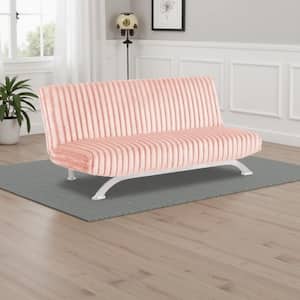 Furniture of America Mealiz 71 in. Pink Solid Fabric Full Size Futon ...