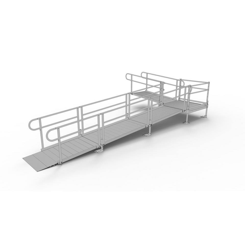 EZ-ACCESS PATHWAY 22 ft. L-Shaped Aluminum Wheelchair Ramp Kit with ...