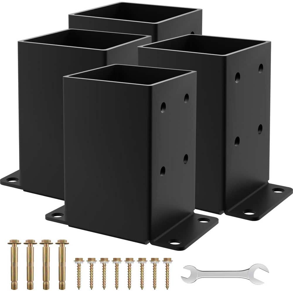 MOEPISY 4-Pack 4 x 4 Post Base, Inner Size 3.5 x 3.5 in. Fence Post ...