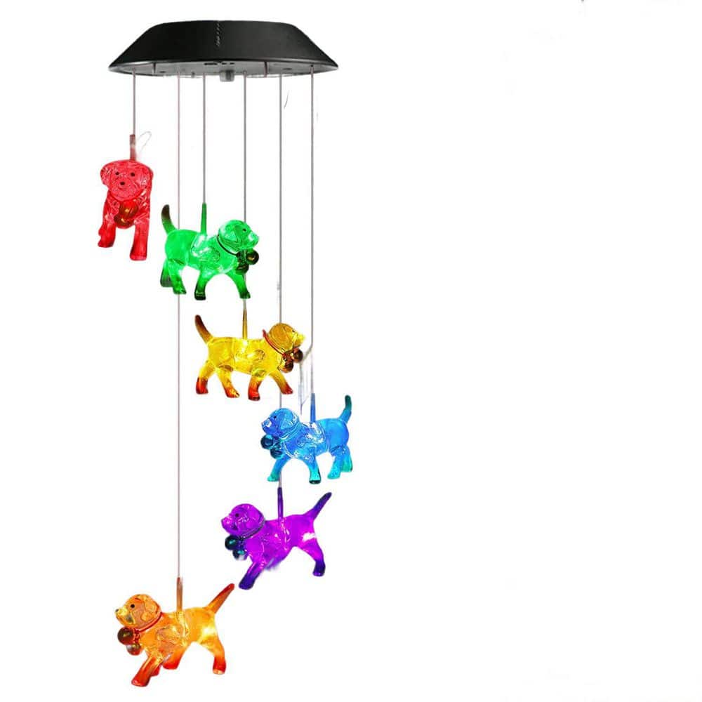 Cubilan Solar Wind Chime, Color Changing Wind Chimes Dog, LED ...