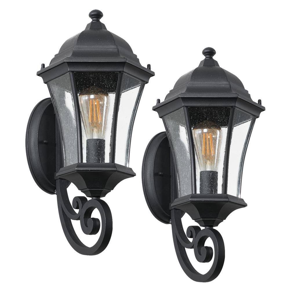 mieres 11 in. Black Motion Sensing Dusk to Dawn Outdoor Hardwired Wall ...
