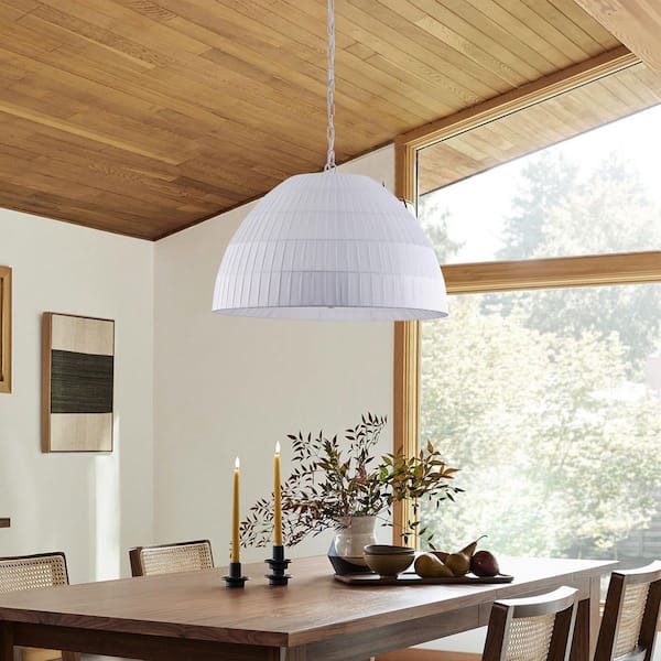 DEWDROP Modern White 3-Light Pendant Lighting Fixture with White Fabric ...