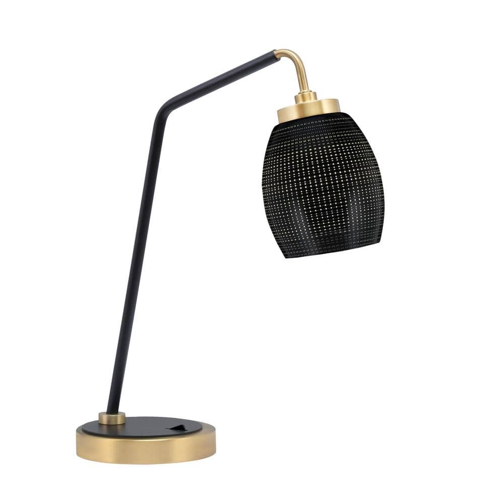 Delgado 16.5 in. Matte Black and New Age Brass Desk Lamp with Black ...