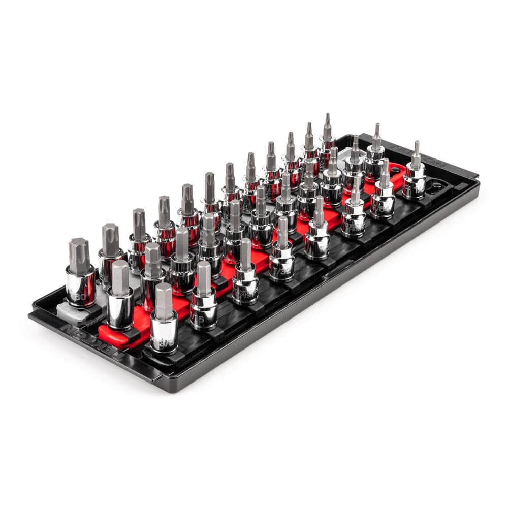 TEKTON 3/8 in. Drive Hex/Torx Bit Socket Set with Rails, 31-Piece (1/8 ...