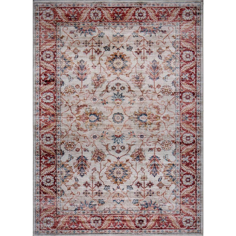 MILLERTON HOME Maeva Rust 5 ft. x 8 ft. Distressed Traditional Area Rug ...