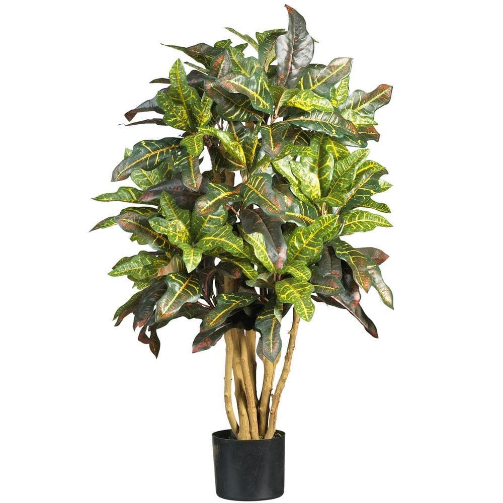 Nearly Natural 3 ft. Artificial Croton Silk Tree 5182 - The Home Depot