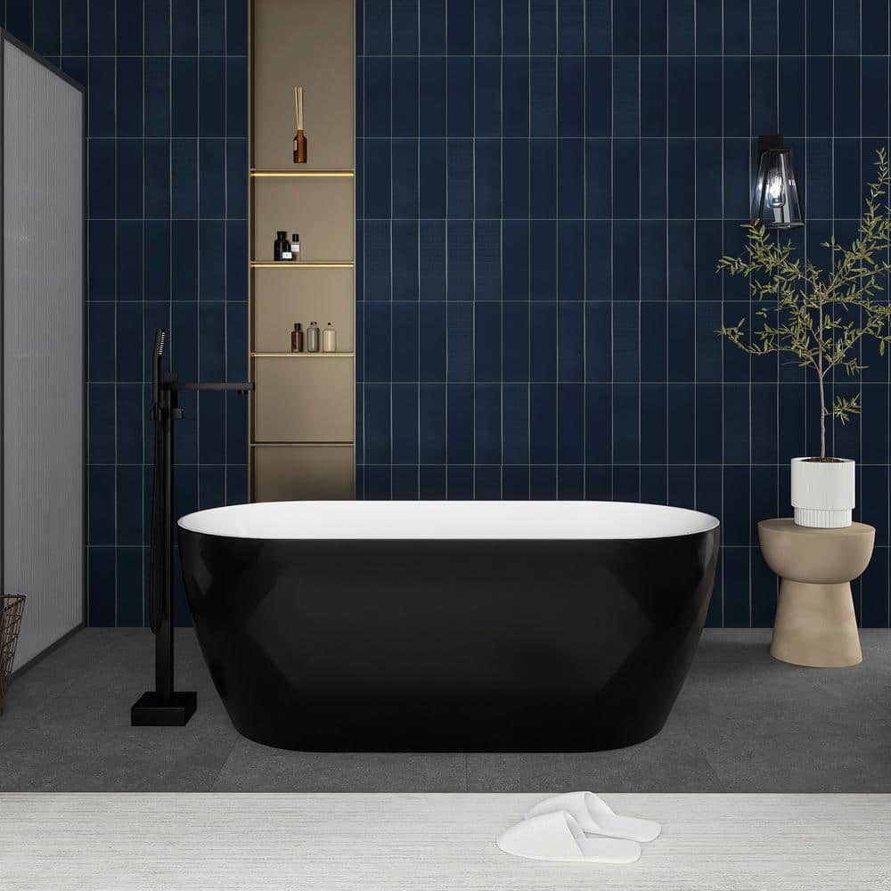 JimsMaison 59 in. x 28 in. Acrylic Freestanding Flatbottom Soaking ...